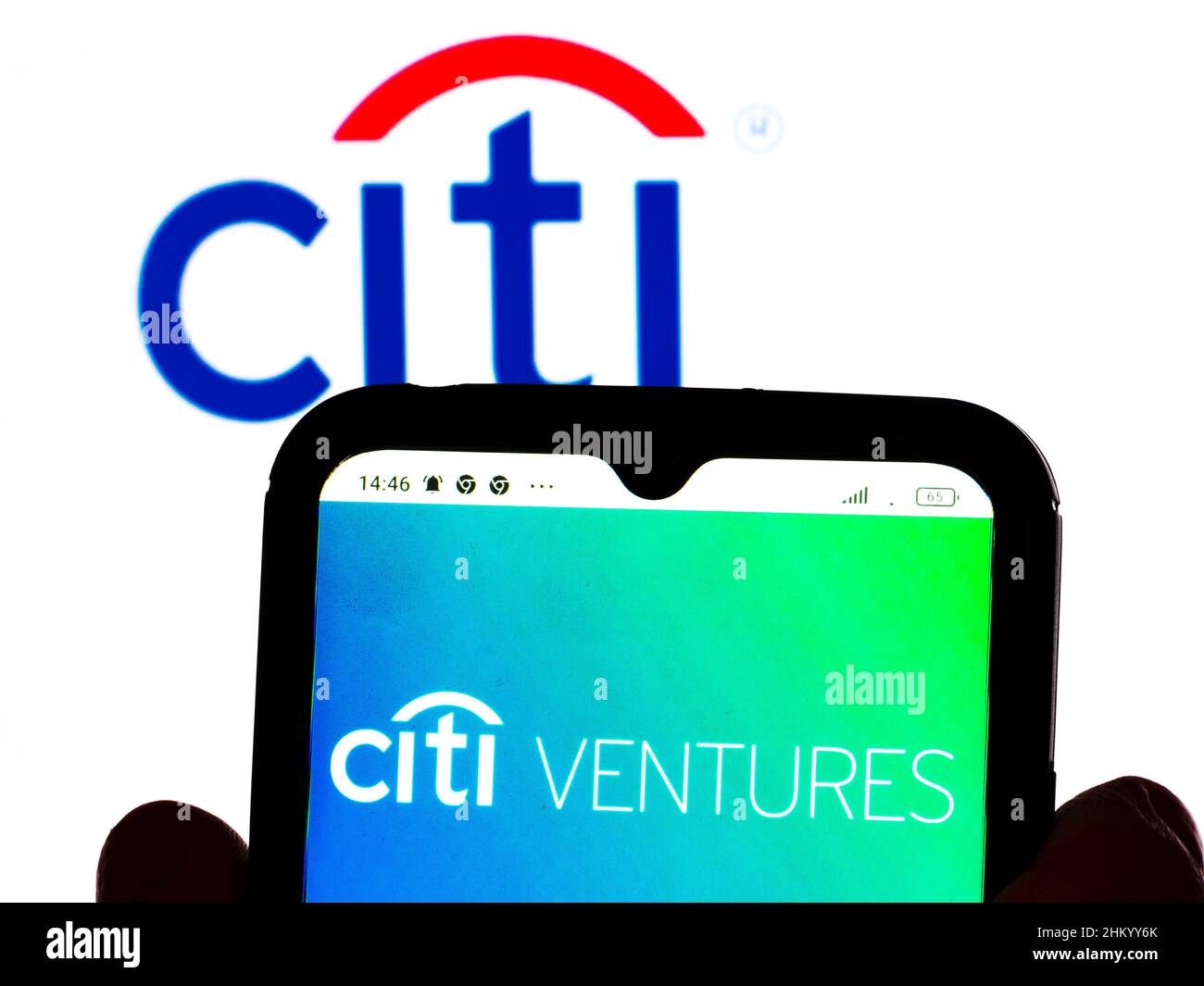 In this photo illustration, the Citi Ventures logo is displayed on a ...