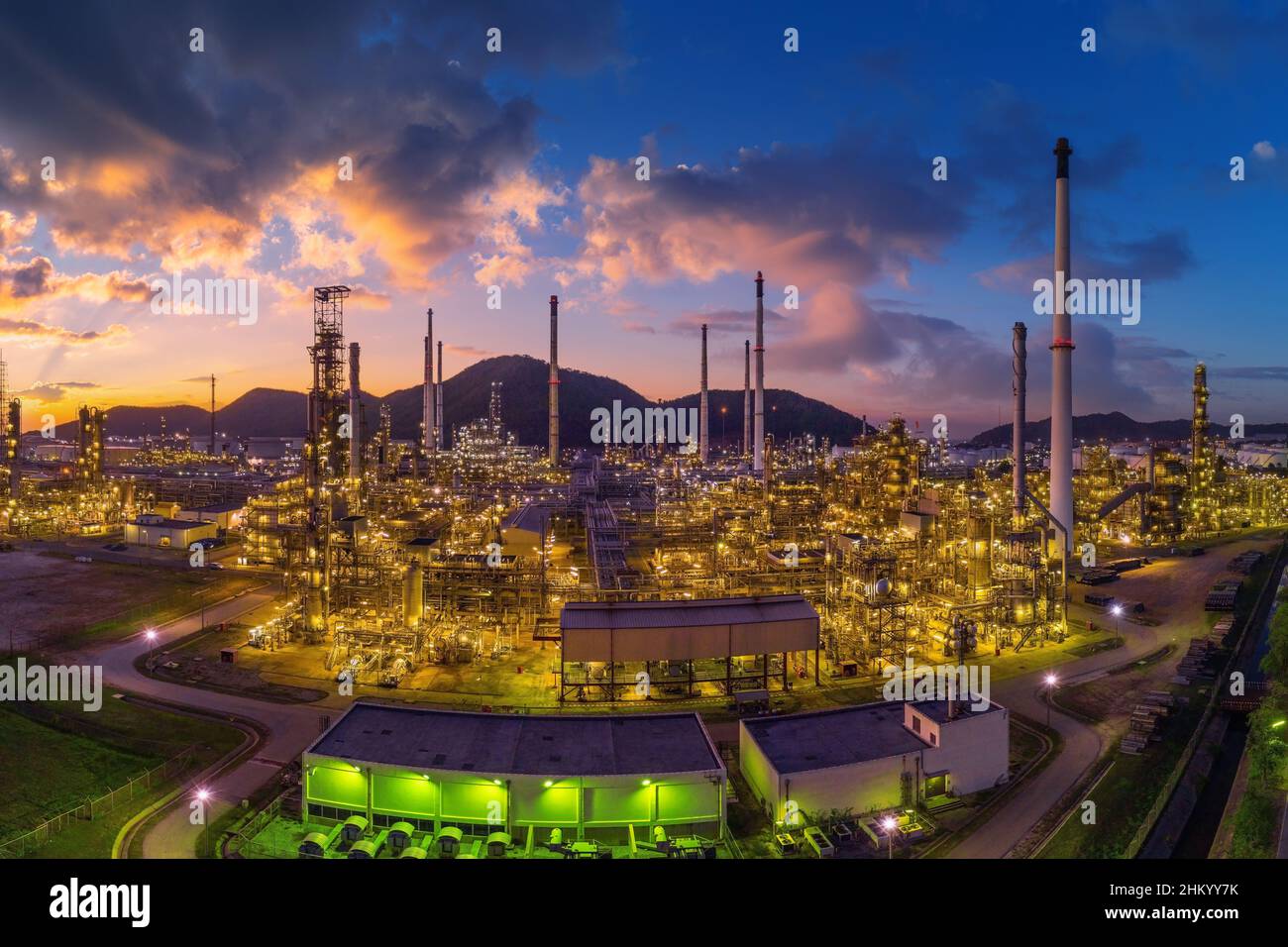 Aerial view of Oil refinery, Panorama of Oil Industry Stock Photo - Alamy