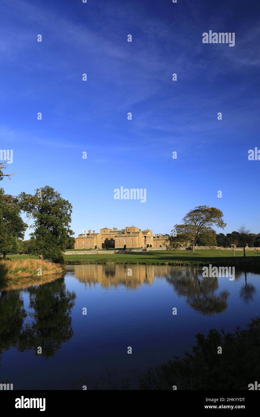 Autumn view of one of the great Palladian Houses of England, Holkham ...