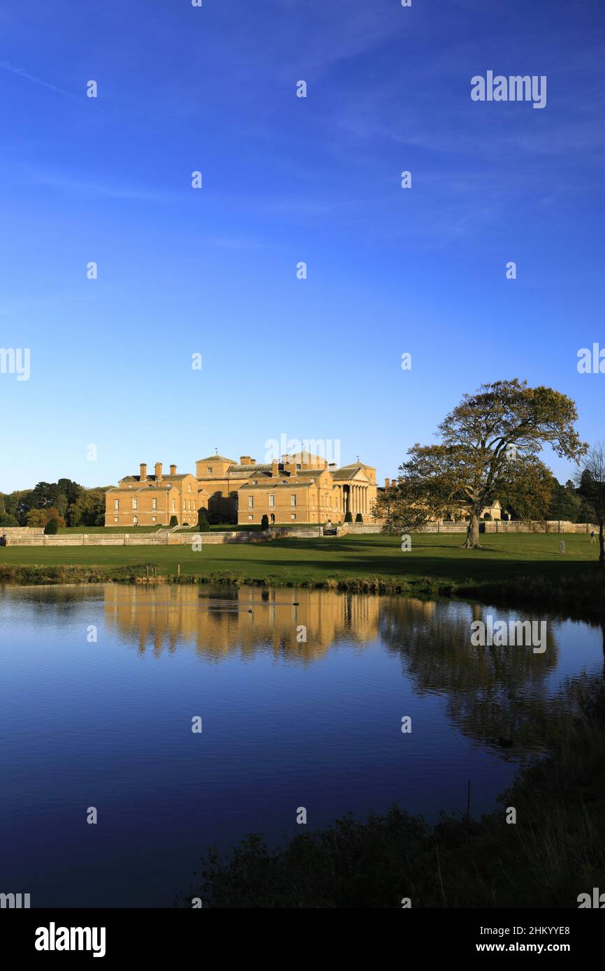 Autumn view of one of the great Palladian Houses of England, Holkham ...