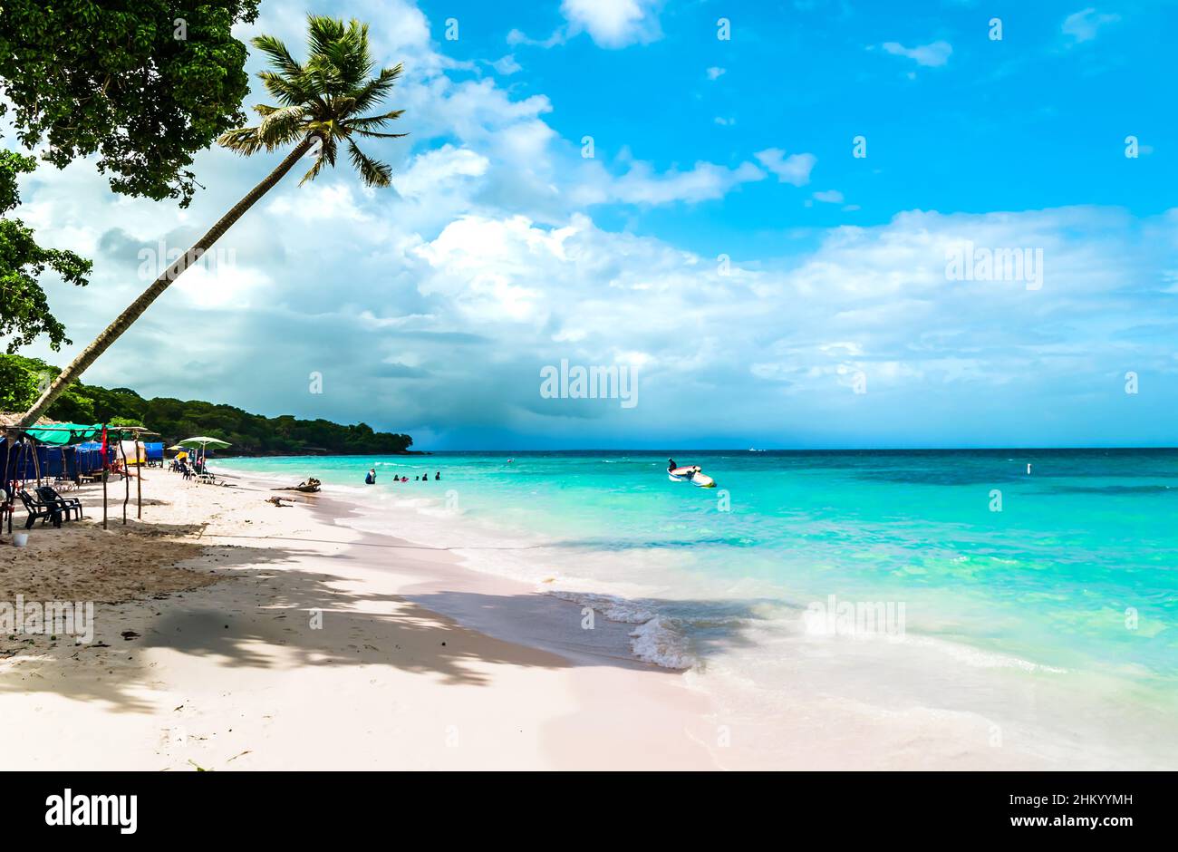 View on paradise beach of playa blanca on Baru island next to Cartagena ...