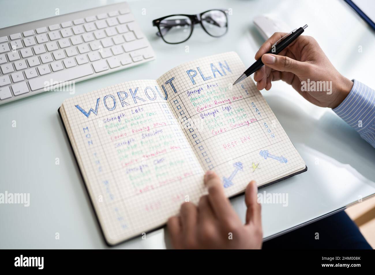 Workout Training Exercise Plan And Daily Schedule Stock Photo - Alamy