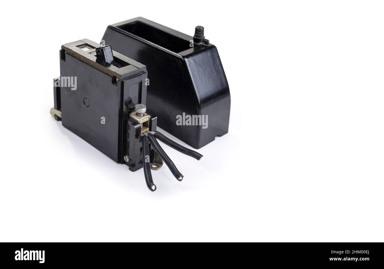 Old retro bakelite electric breaker on a white background Stock Photo ...