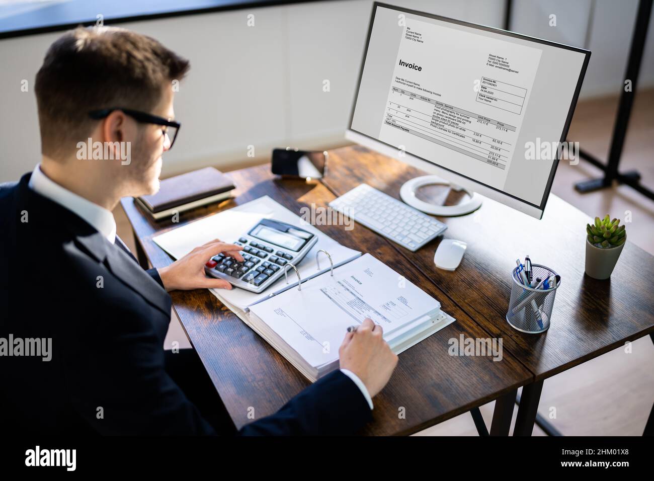 Professional Tax Accountant Using E Invoice Finance Software Stock ...
