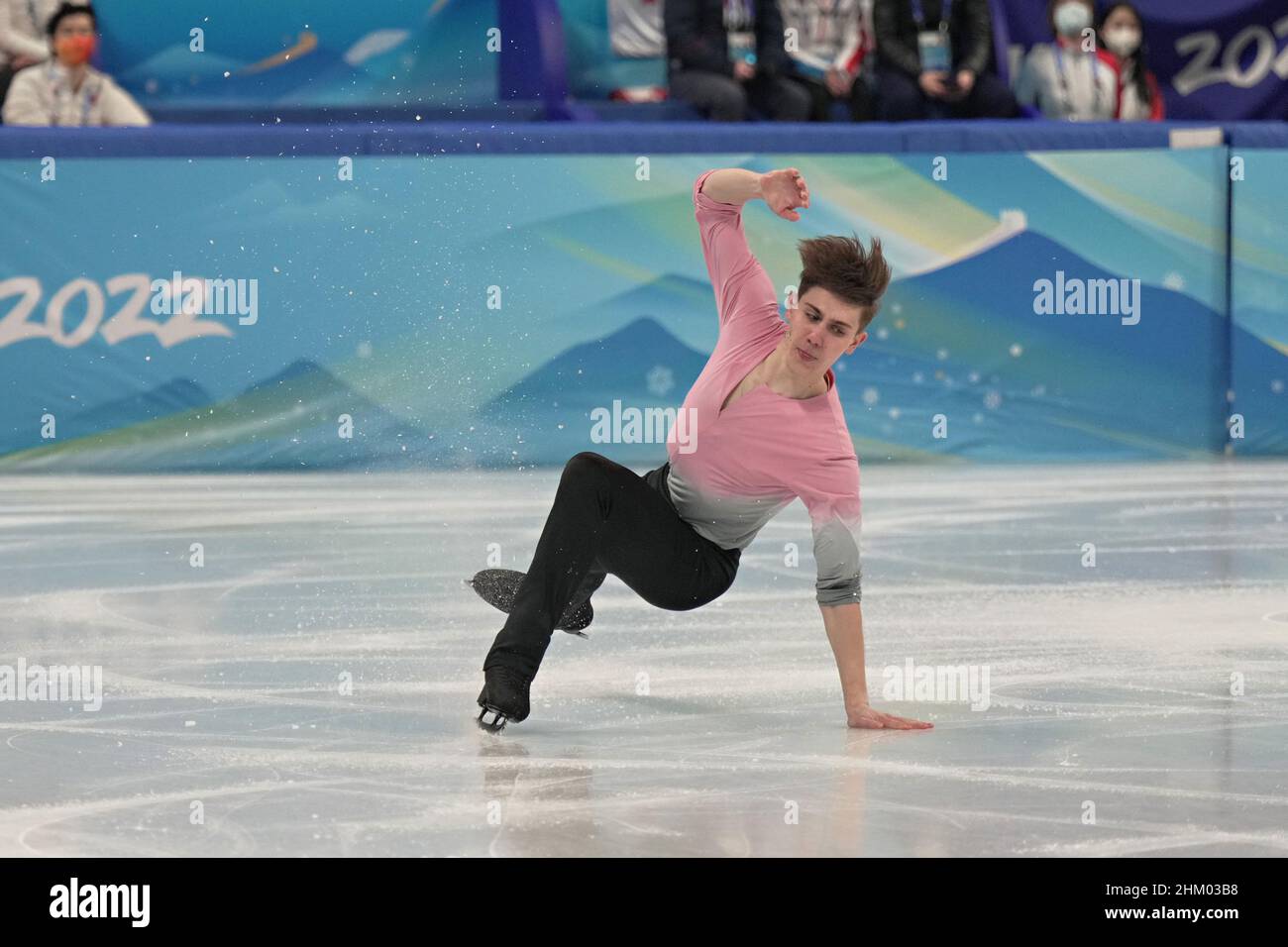 Beijing, China. 06th Feb, 2022. Roman Sadovsky of Canada takes a spill ...