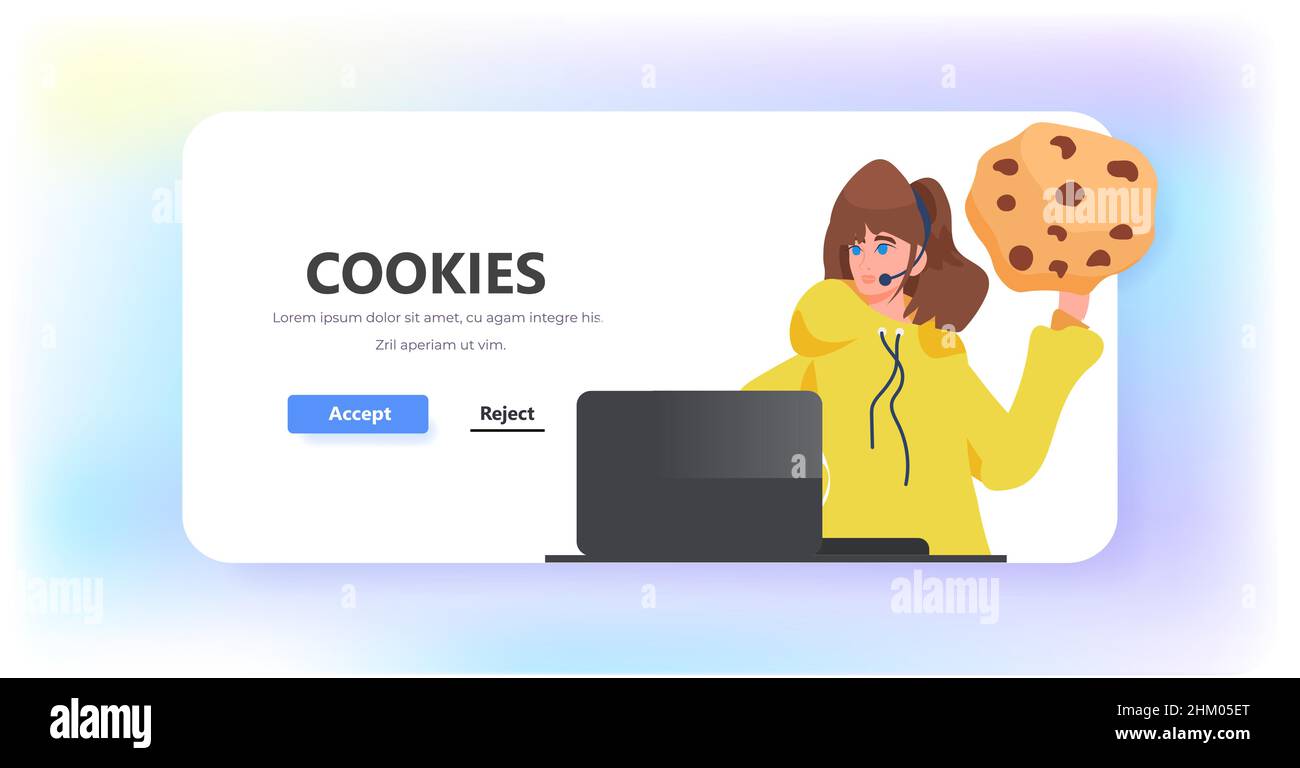 woman holding cookie protection of personal information internet web ...