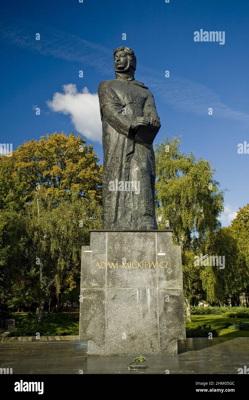 Vertical shot of the Monument to Adam Mickiewicz in Poland Stock Photo ...