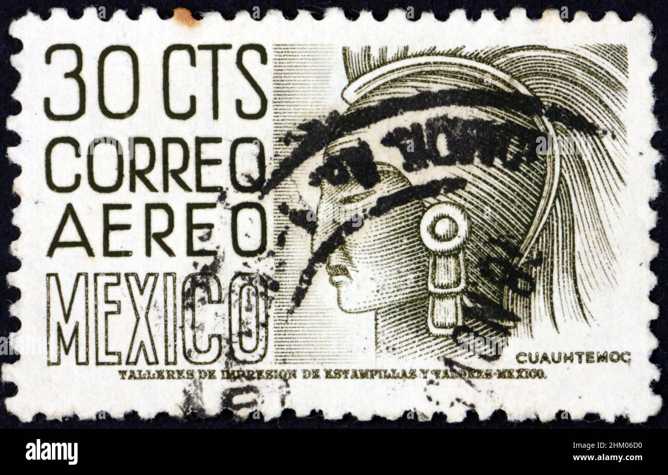 MEXICO - CIRCA 1950: a stamp printed in Mexico shows Cuauhtemoc, the ...