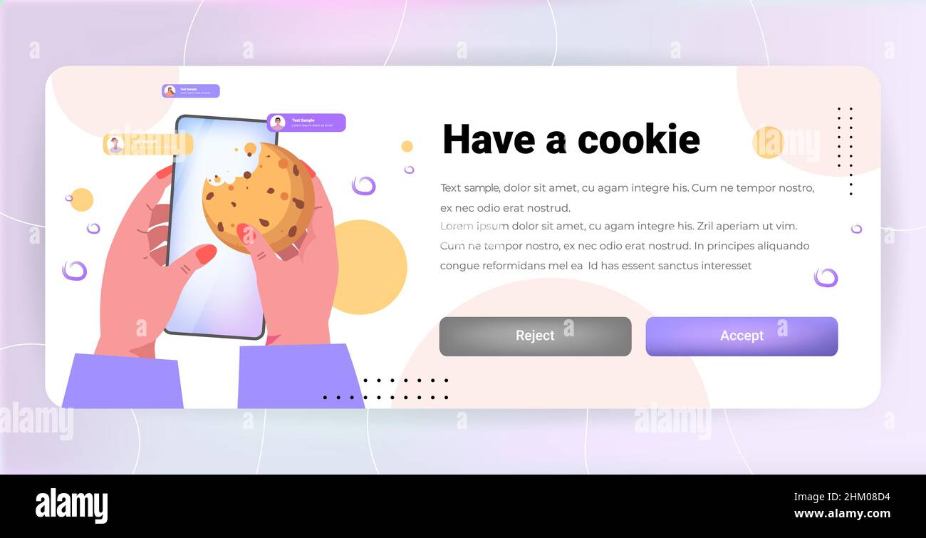 hands holding smartphone and cookie protection of personal information ...