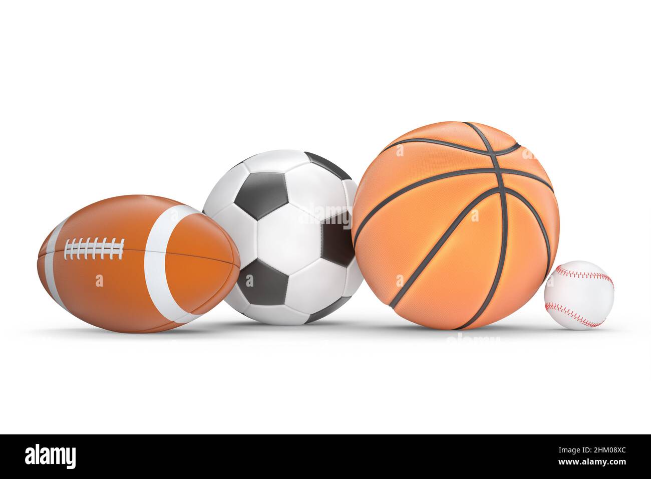 Set of ball like basketball, american football and golf isolated on ...