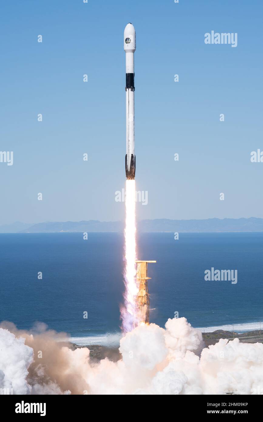 Feb 2, 2022; Lompoc, California, USA; SpaceX Falcon 9 launches the NROL ...
