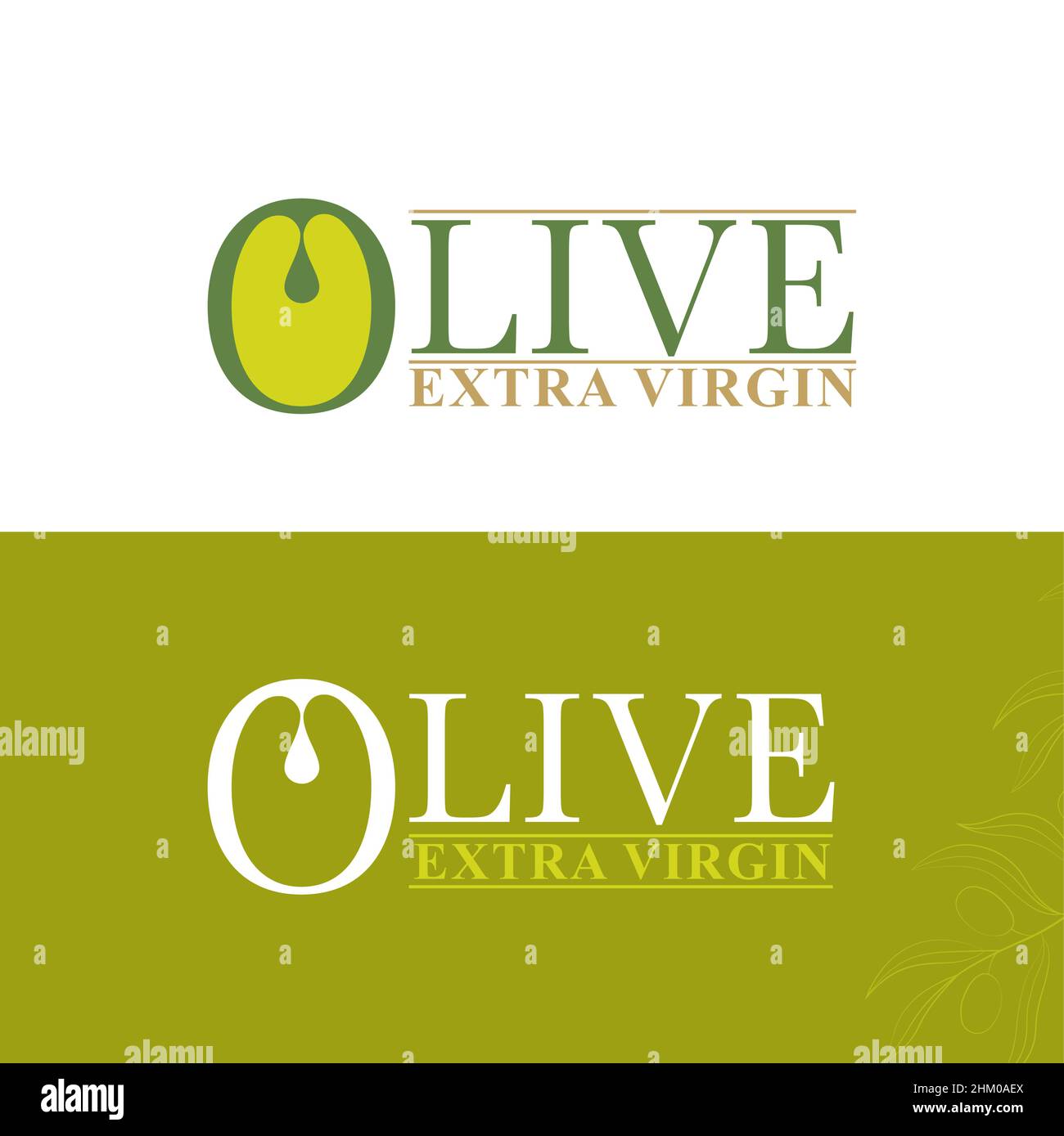 Olive logo two options for olive oil production label. First pressing ...