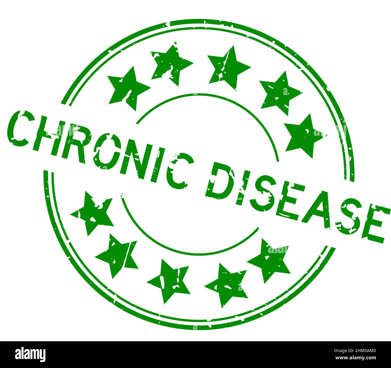 Grunge green chronic disease word with star icon round rubber seal ...