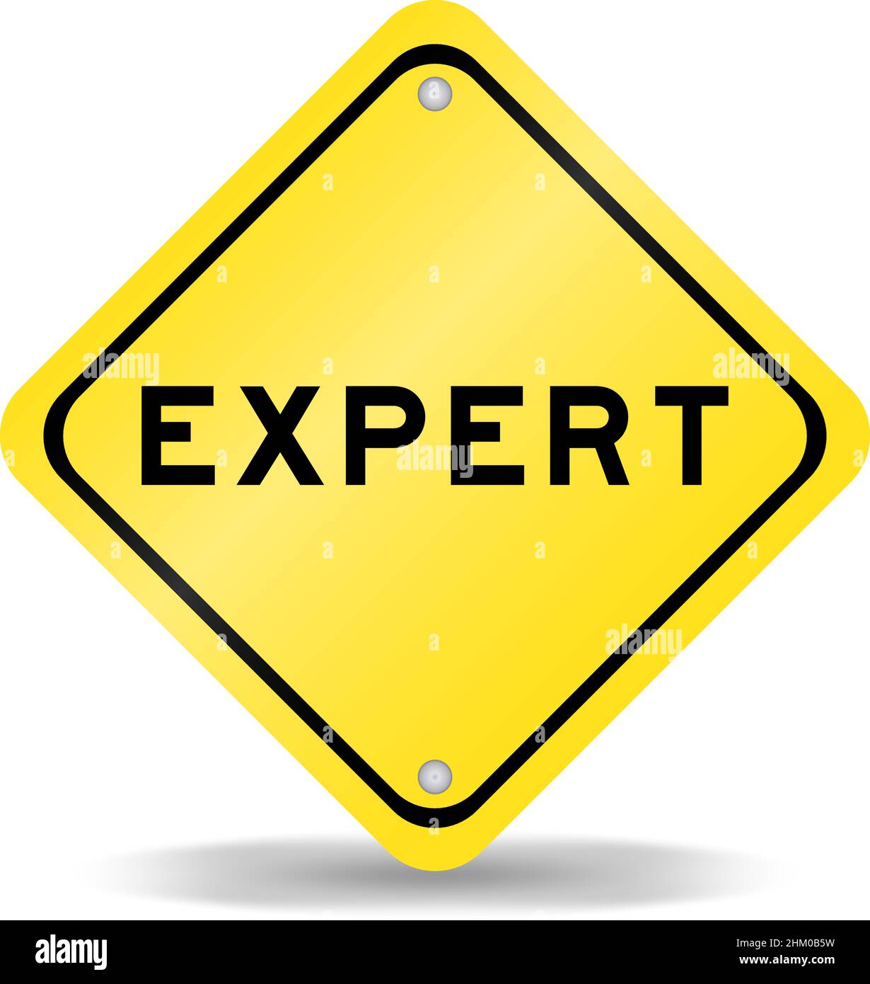 Yellow color transportation sign with word expert on white background ...