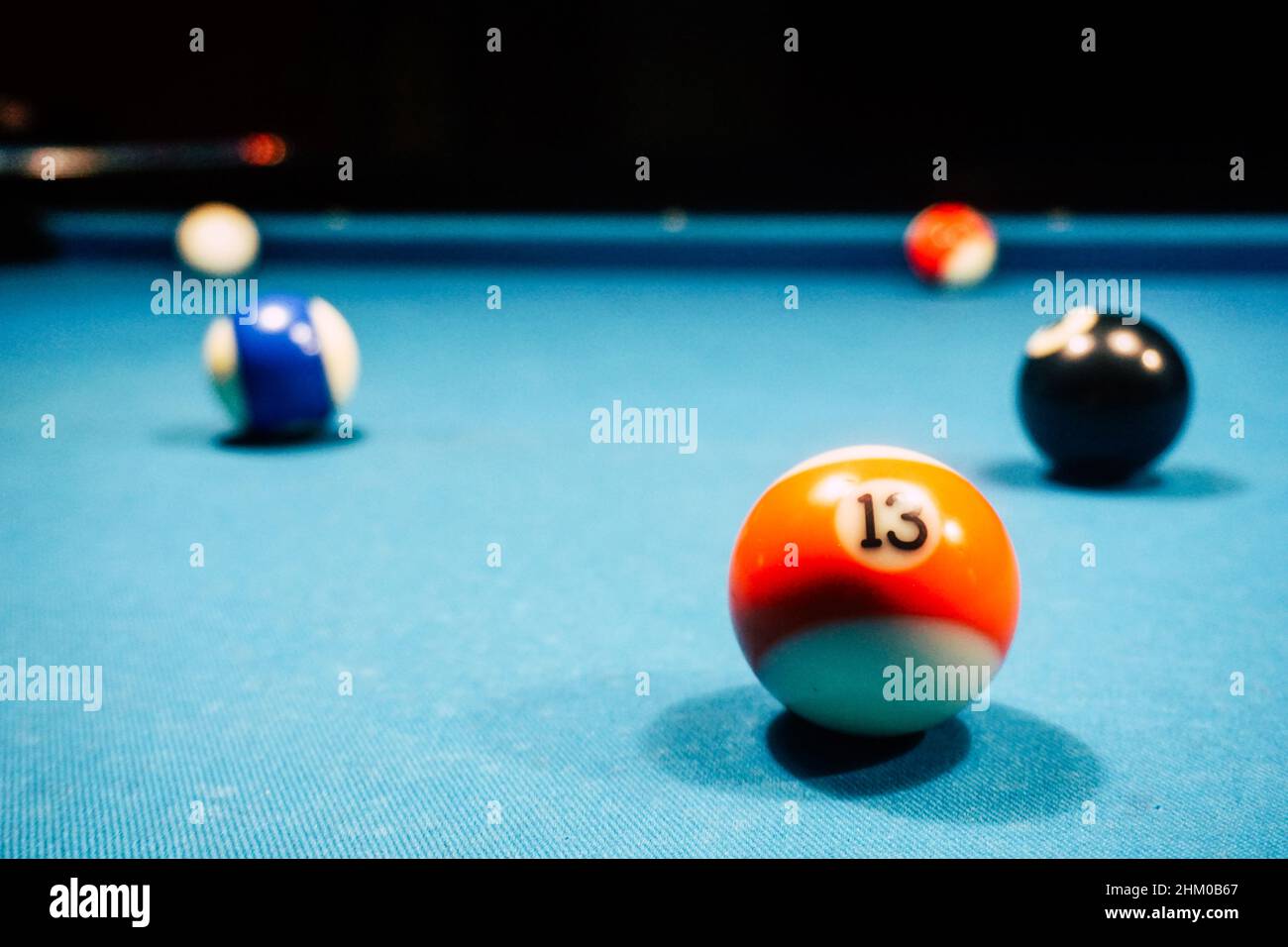 Pool game - balls on a table Stock Photo - Alamy