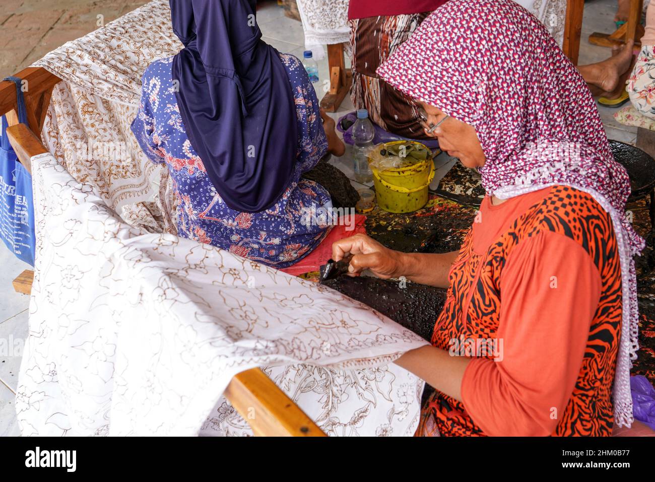 Rembang, Indonesia - February, 2022 : The technique of making batik by ...