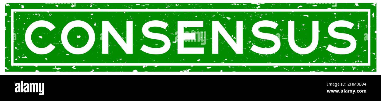 Grunge green consensus word square rubber seal stamp on white ...