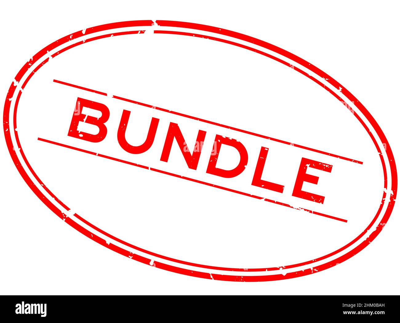 Grunge red bundle word oval rubber seal stamp on white background Stock ...