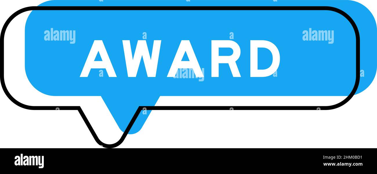 Speech banner and blue shade with word award on white background Stock ...