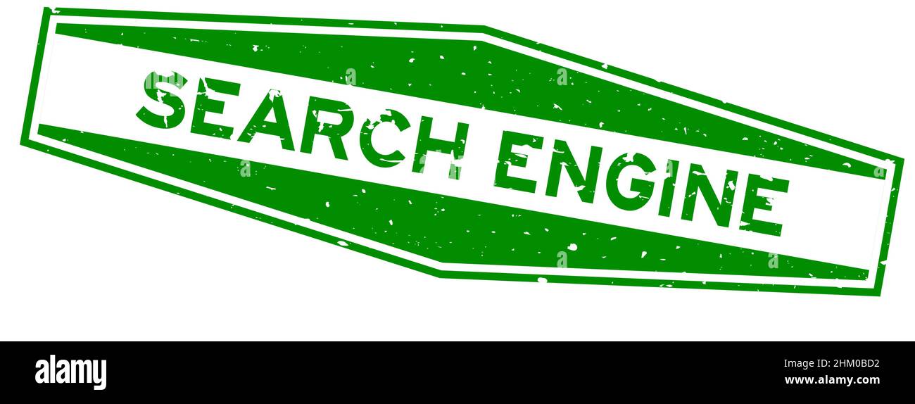 Grunge green search engine word hexagon rubber seal stamp on white ...
