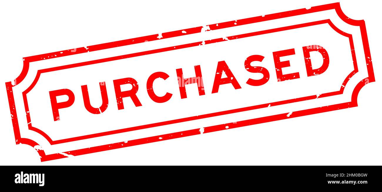 Grunge red purchased word rubber seal stamp on white background Stock ...