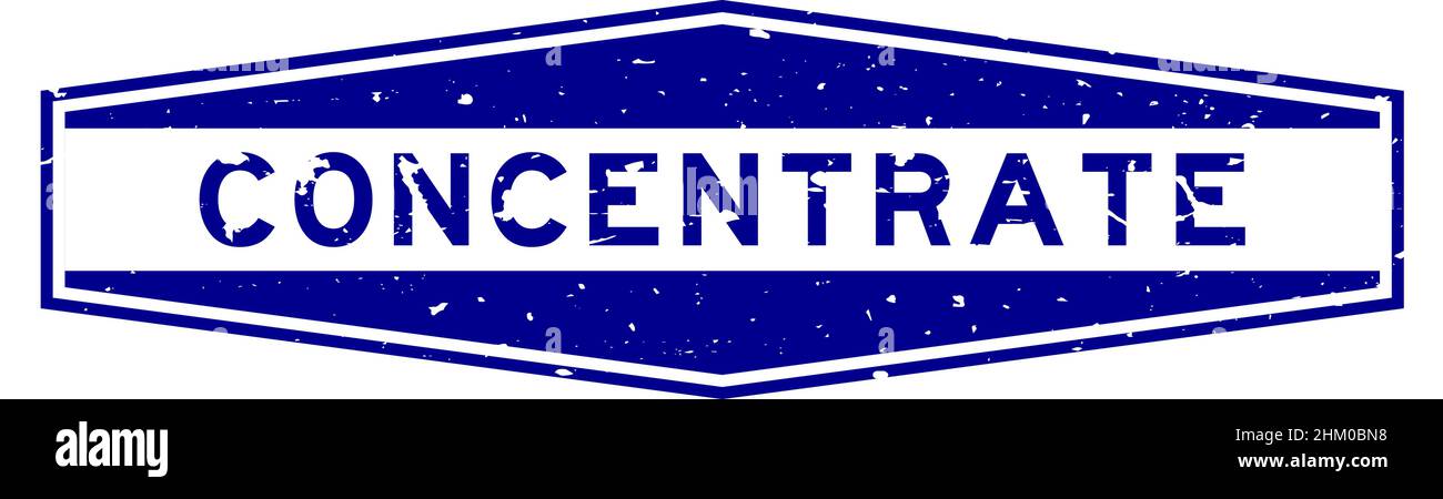 Grunge blue concentrate word hexagon rubber seal stamp on white ...