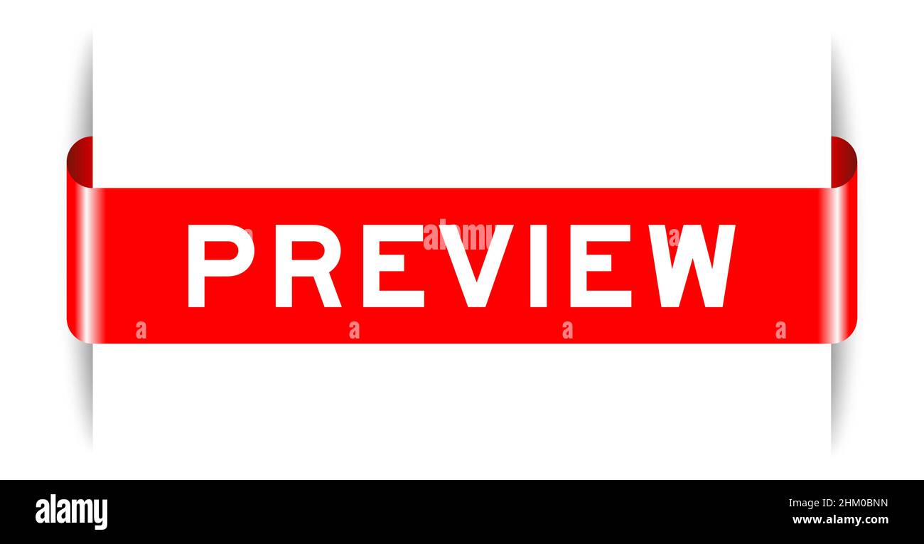 Red color inserted label banner with word preview on white background ...