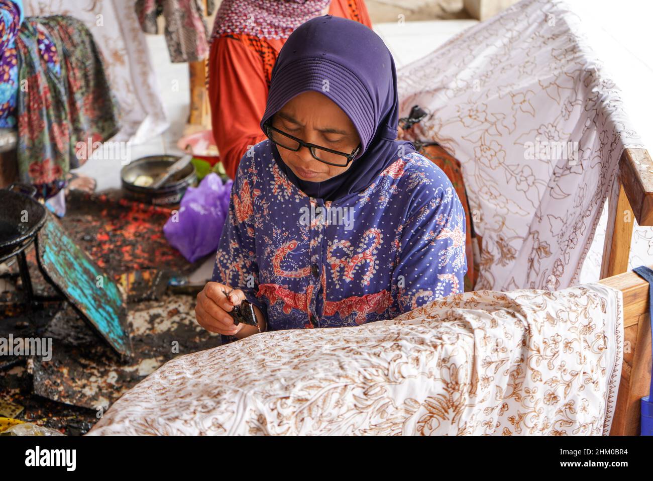 Rembang, Indonesia - February, 2022 : The technique of making batik by ...