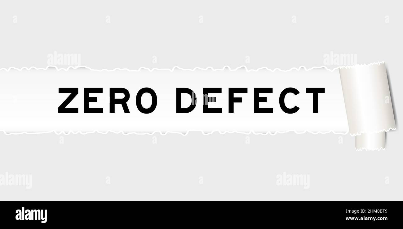 Ripped gray paper background that have word zero defect under torn part ...