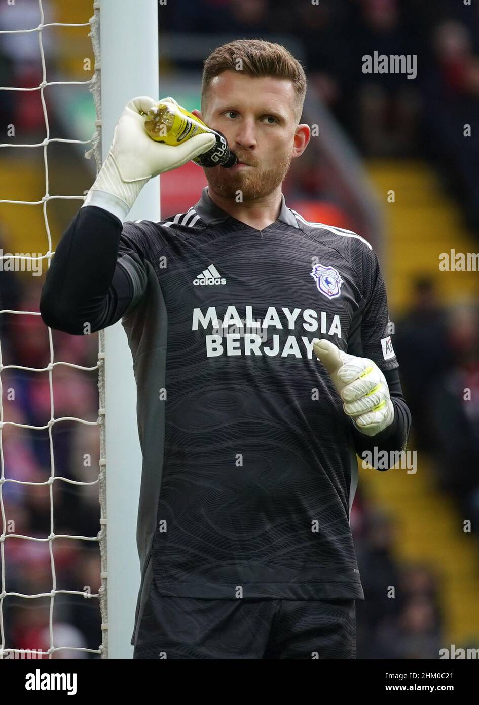 Cardiff City goalkeeper Dillon Phillips having a drink during the ...