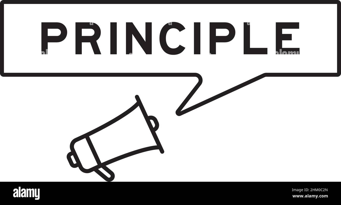 Megaphone icon with speech bubble in word principle on white background ...