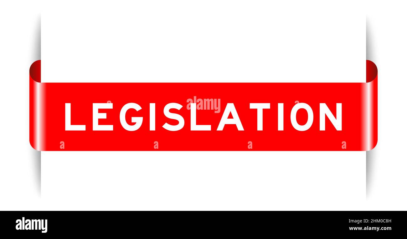Red color inserted label banner with word legislation on white ...