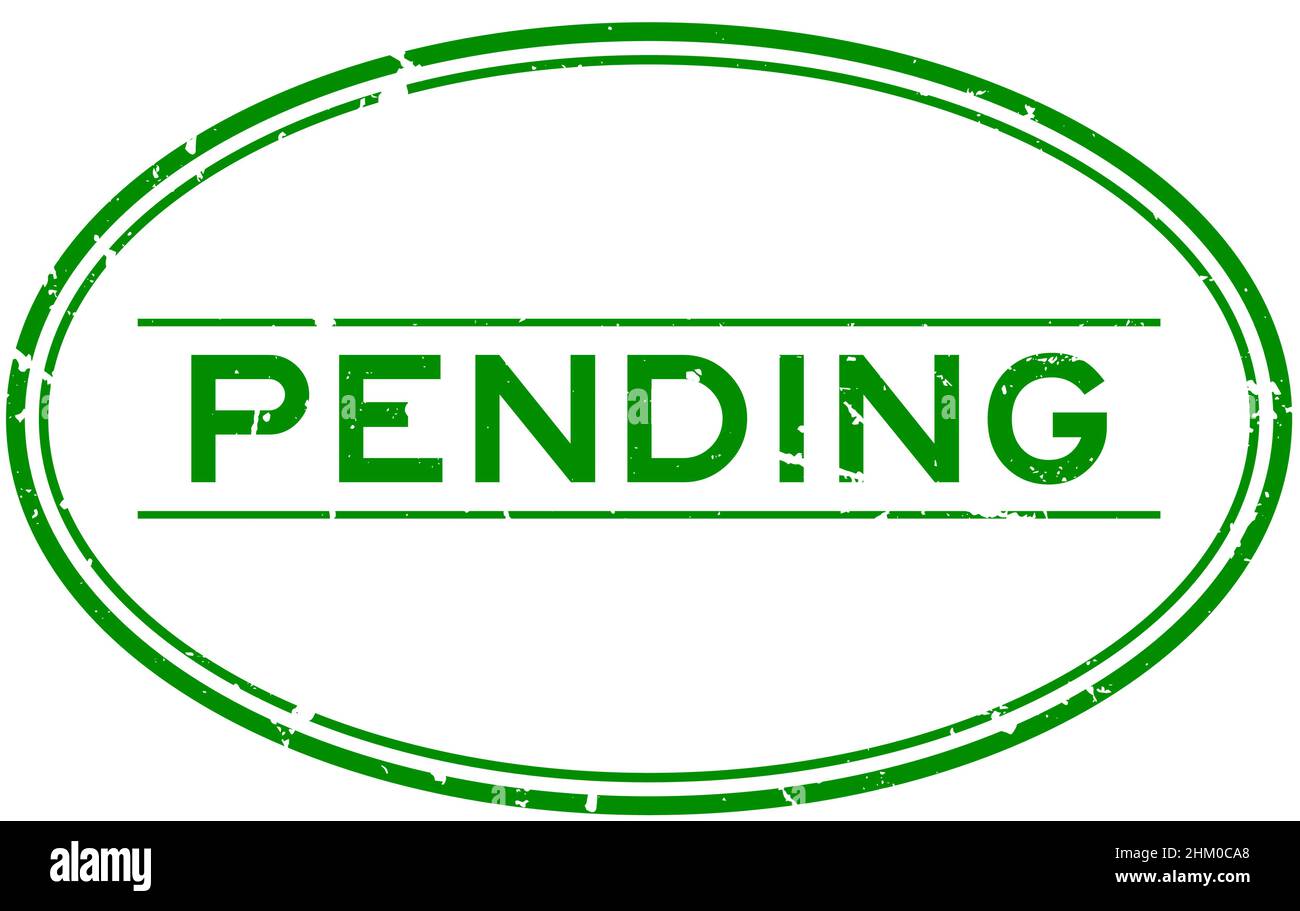 Grunge green pending word oval rubber seal stamp on white background ...
