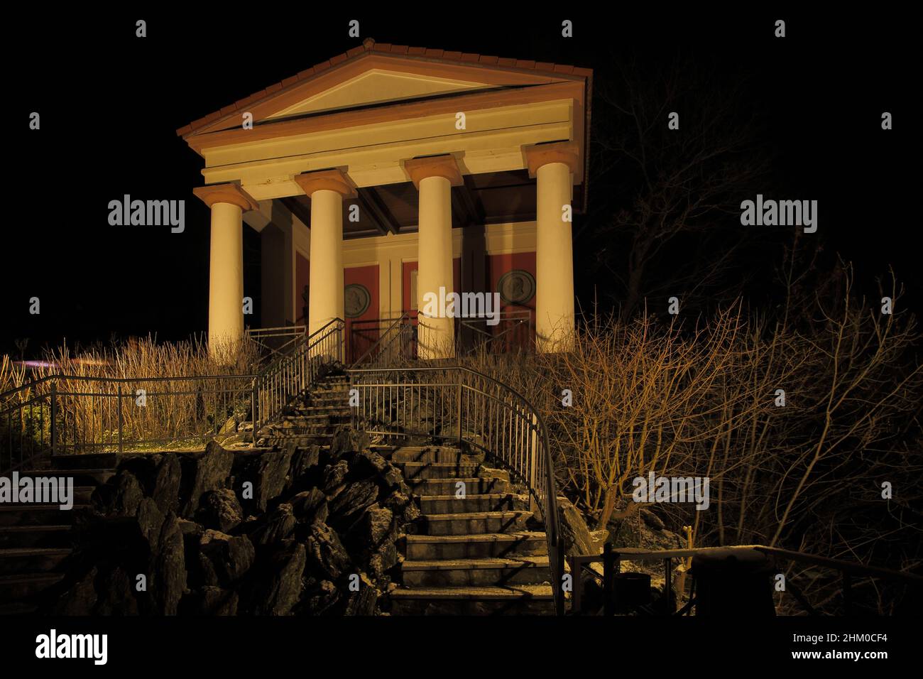 Illuminated Imperial Temple at night in Eppstein, Taunus, Hesse ...