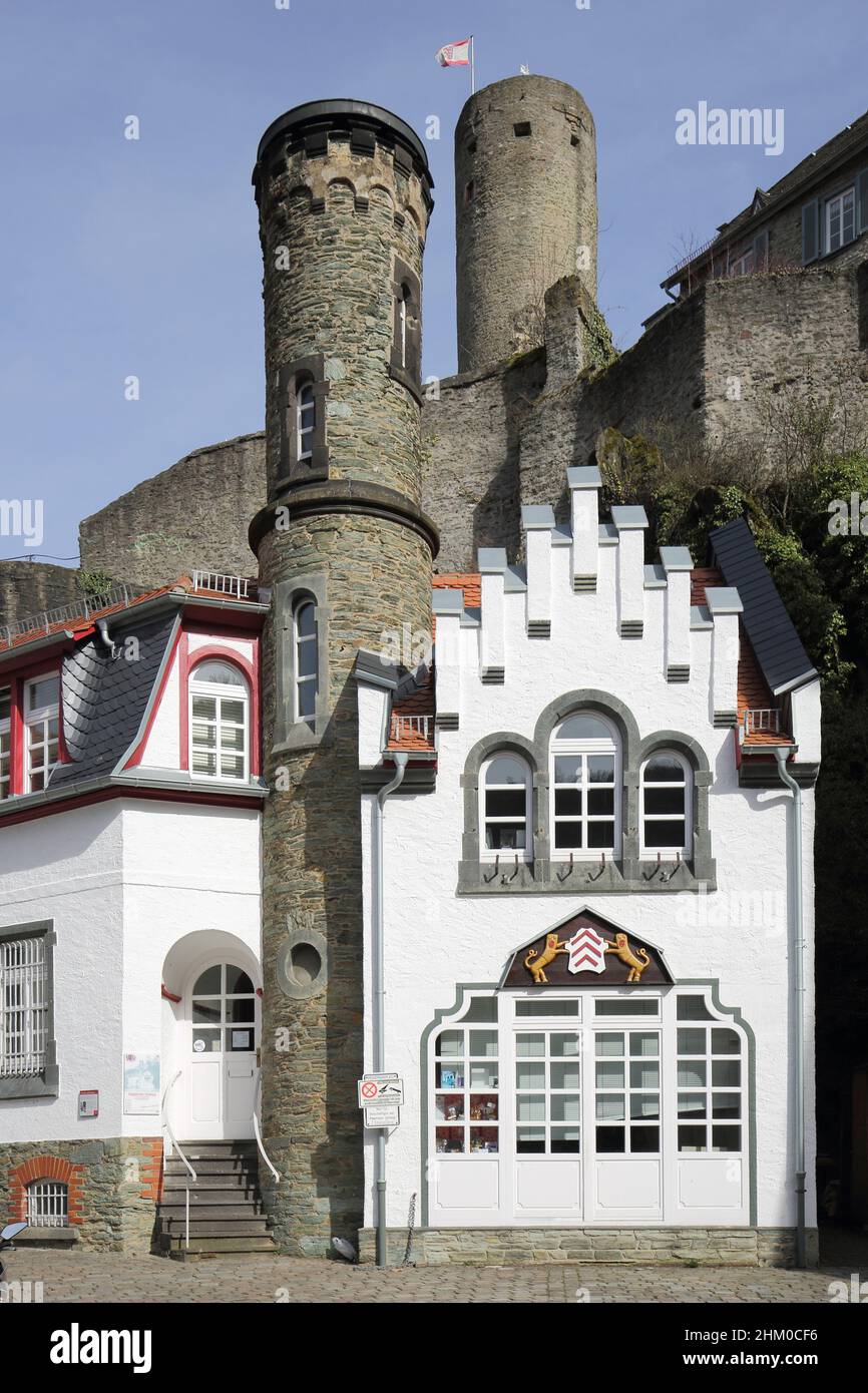 Castle with Eppsteiner newspaper in Eppstein im Taunus, Hesse, Germany ...
