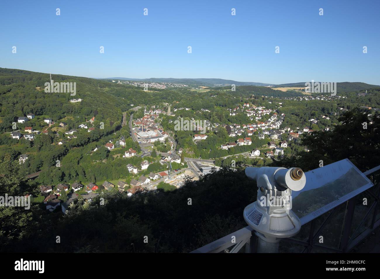 Telescope, view from the Imperial Temple on Eppstein im Taunus, Hesse ...