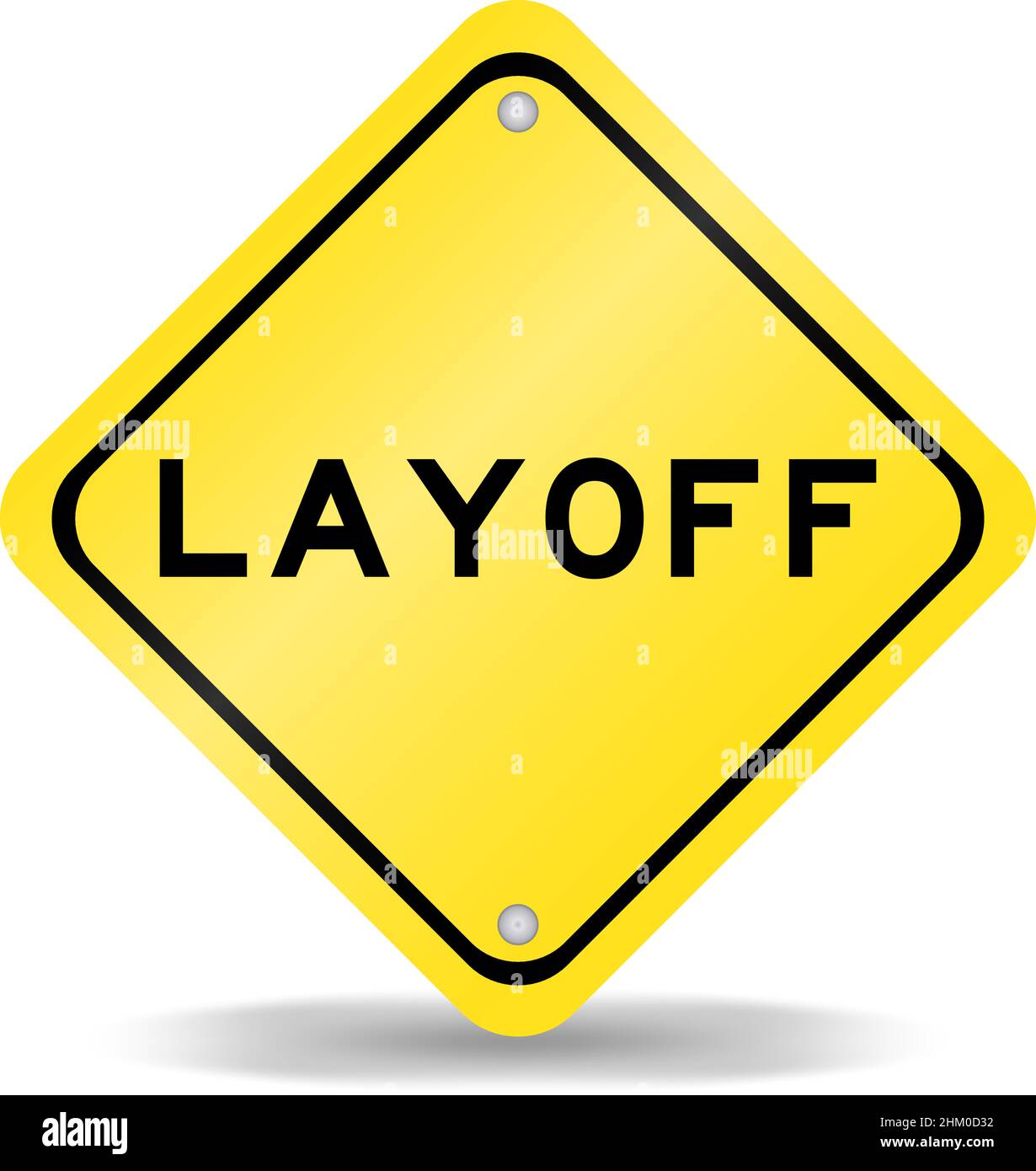 Yellow color transportation sign with word layoff on white background ...