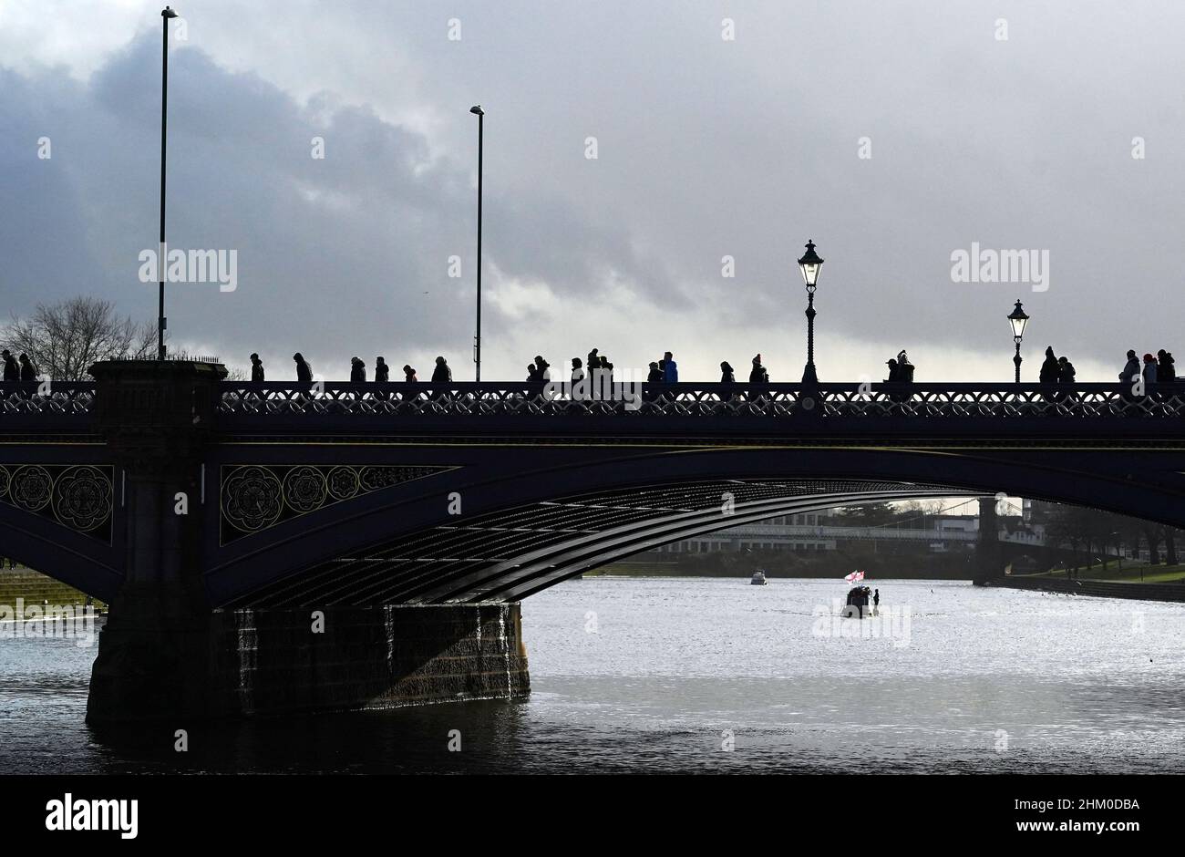 Nottingham Forest fans cross the Trent Bridge as they make their way to ...