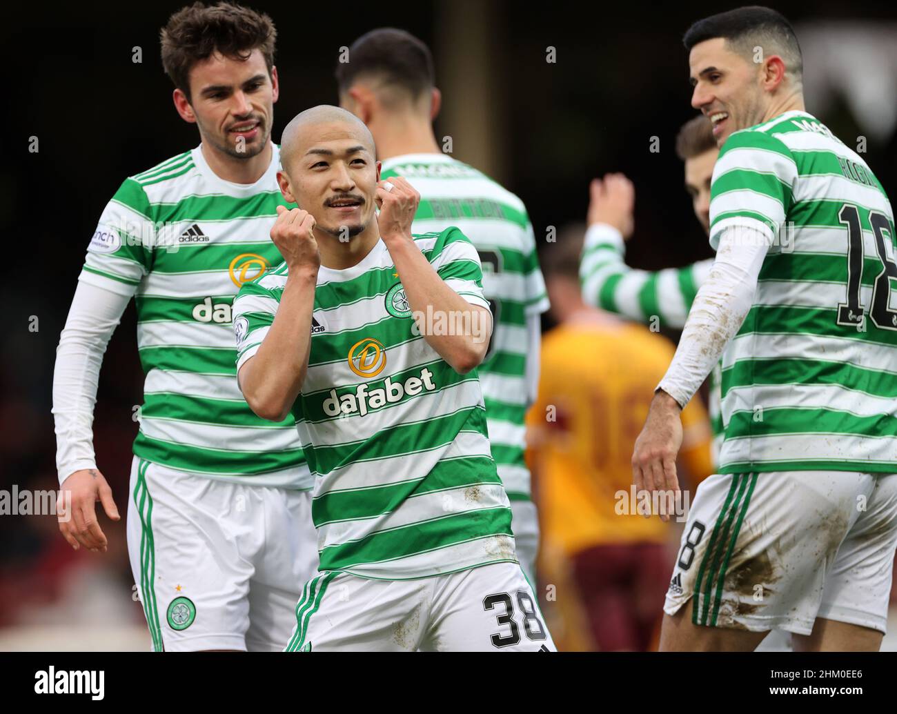 Celtic's Daizen Maeda celebrates scoring their side's fourth goal of ...