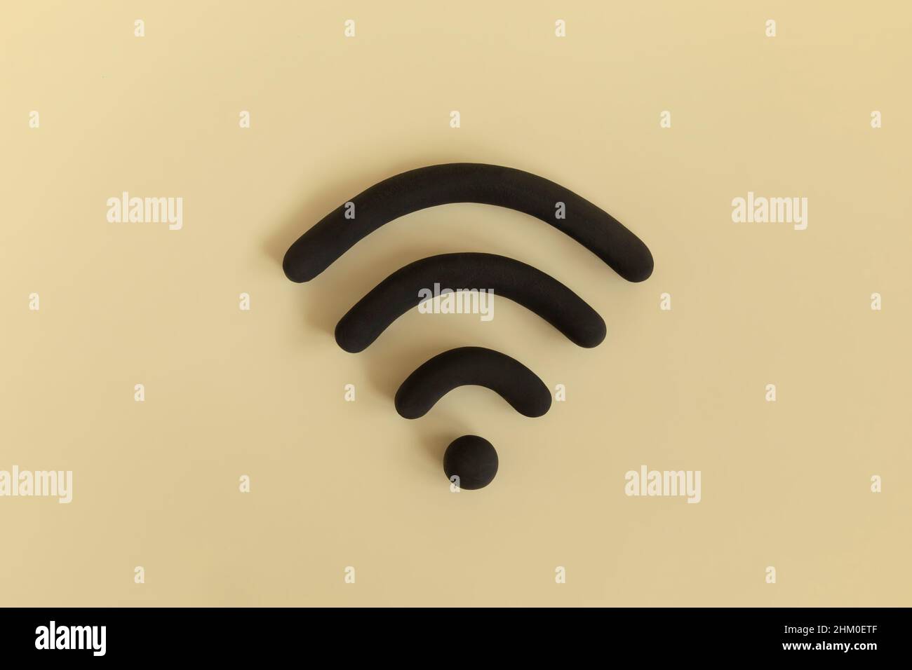 Three dimensional wi-fi icon on yellow background. Sign of free hot ...