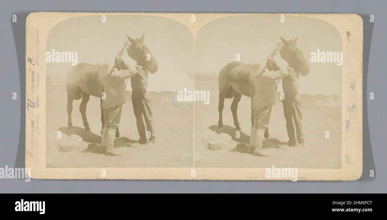 Art inspired by Two men groom a horse after a battle at Modder River ...