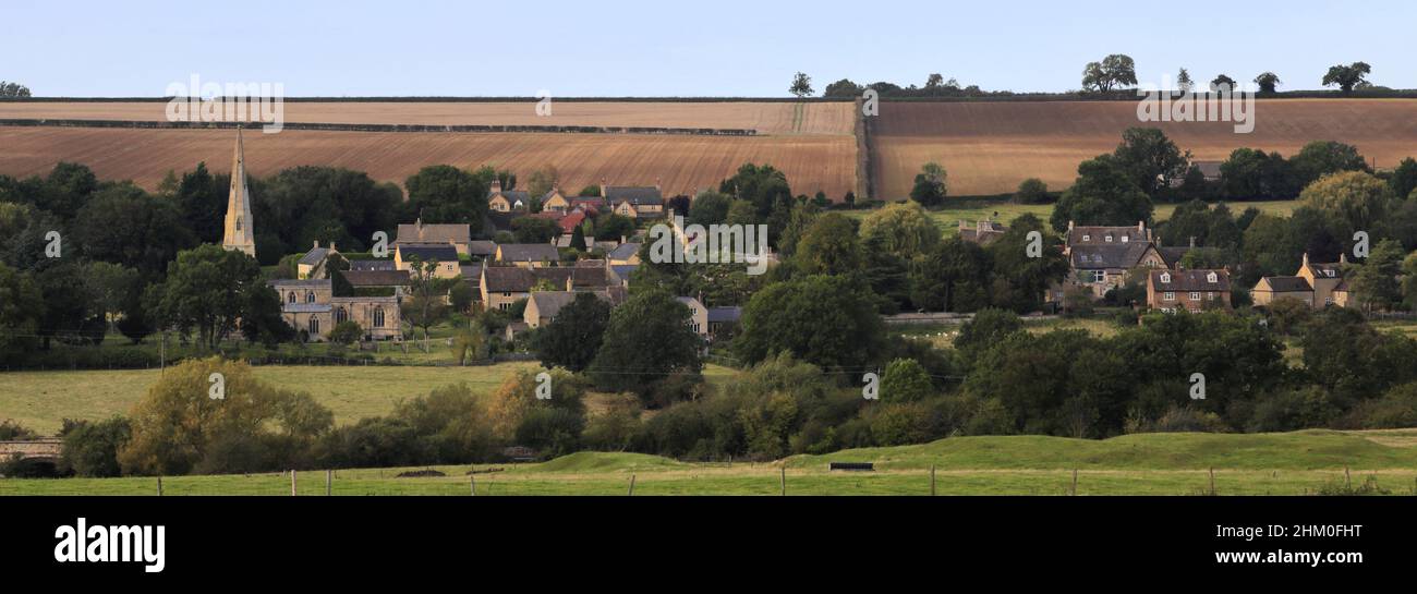 Autumn colours over the village green at Barrowden village, Rutland ...
