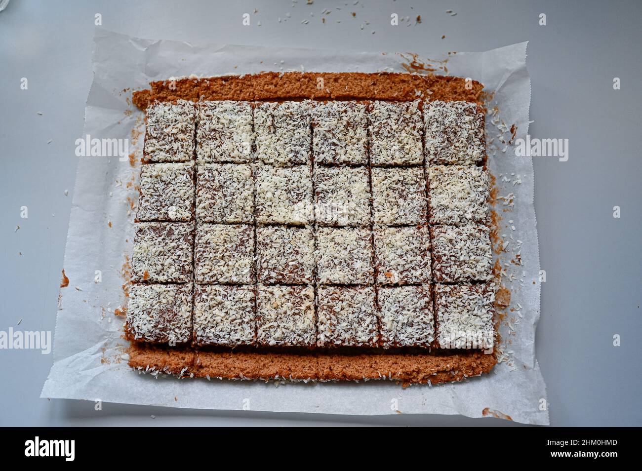 chocolate cake with cocos made on oven plate Stock Photo - Alamy