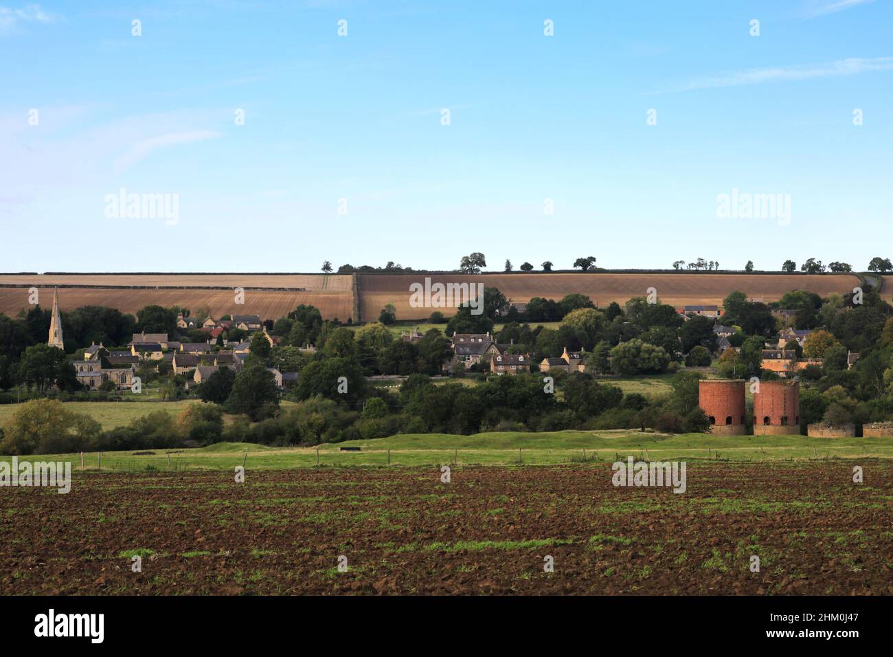 Autumn colours over the village green at Barrowden village, Rutland ...