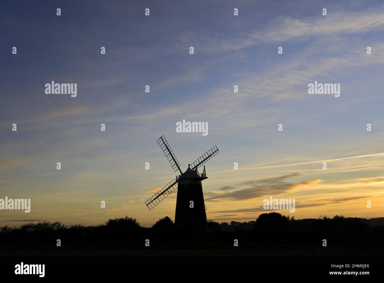 Sunset over Burnham Overy Staithe windmill, Burnham Overy Staithe ...