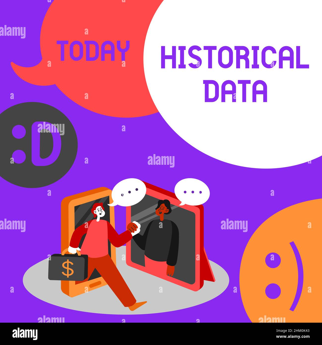 Text caption presenting Historical Data. Business approach collected ...