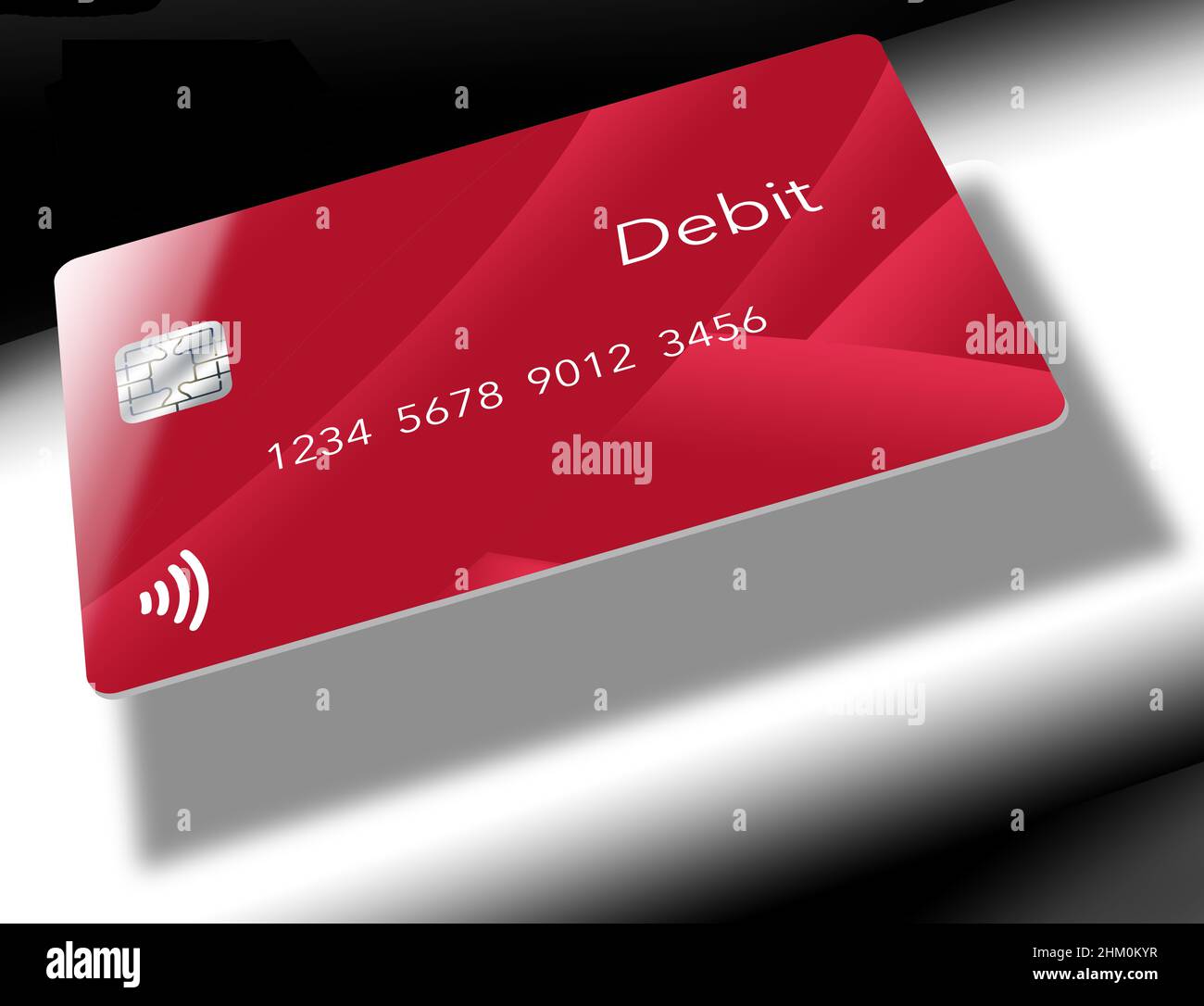 Here is a generic mock credit or debit card that is red. This is a 3-d ...