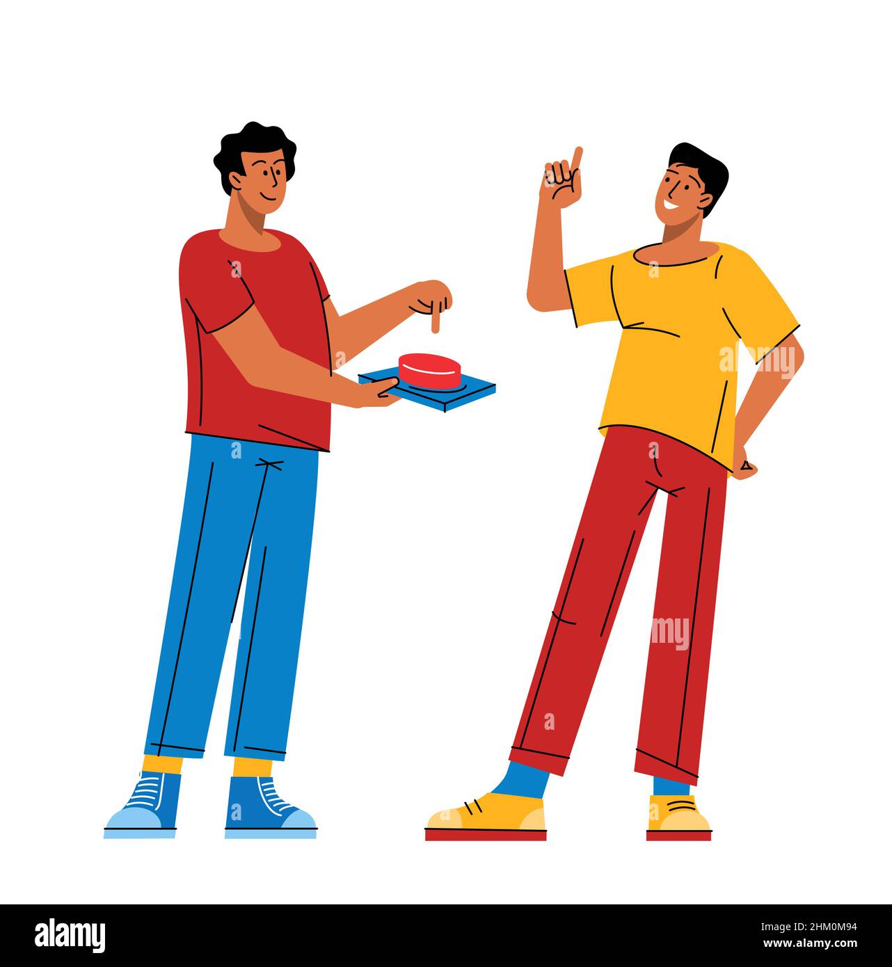 Man pushing a red start button Stock Vector Image & Art - Alamy