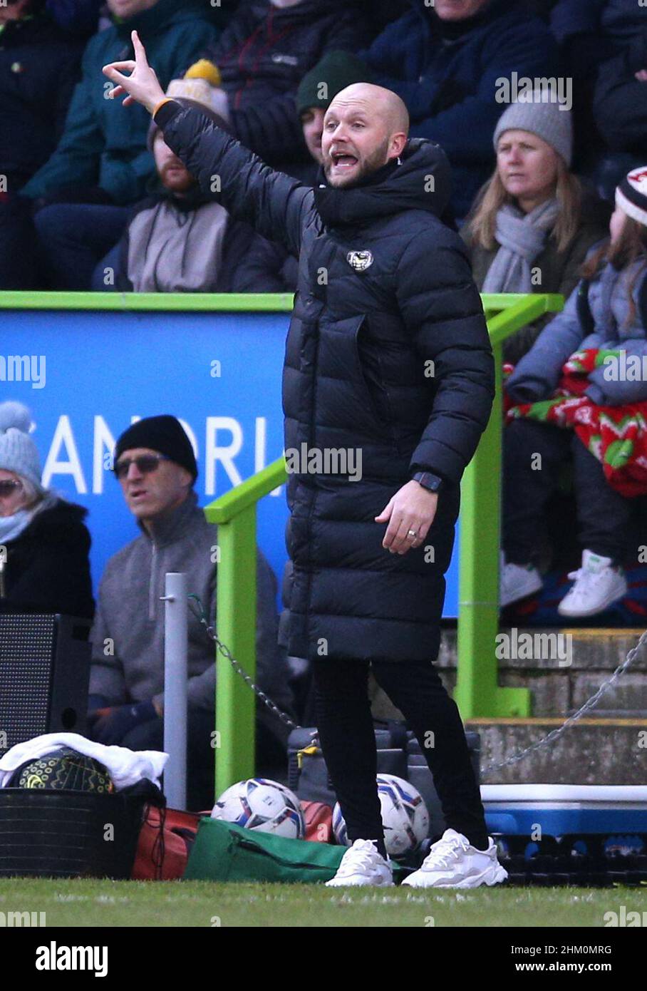 Newport County's manager James Rowberry during the Sky Bet League Two ...