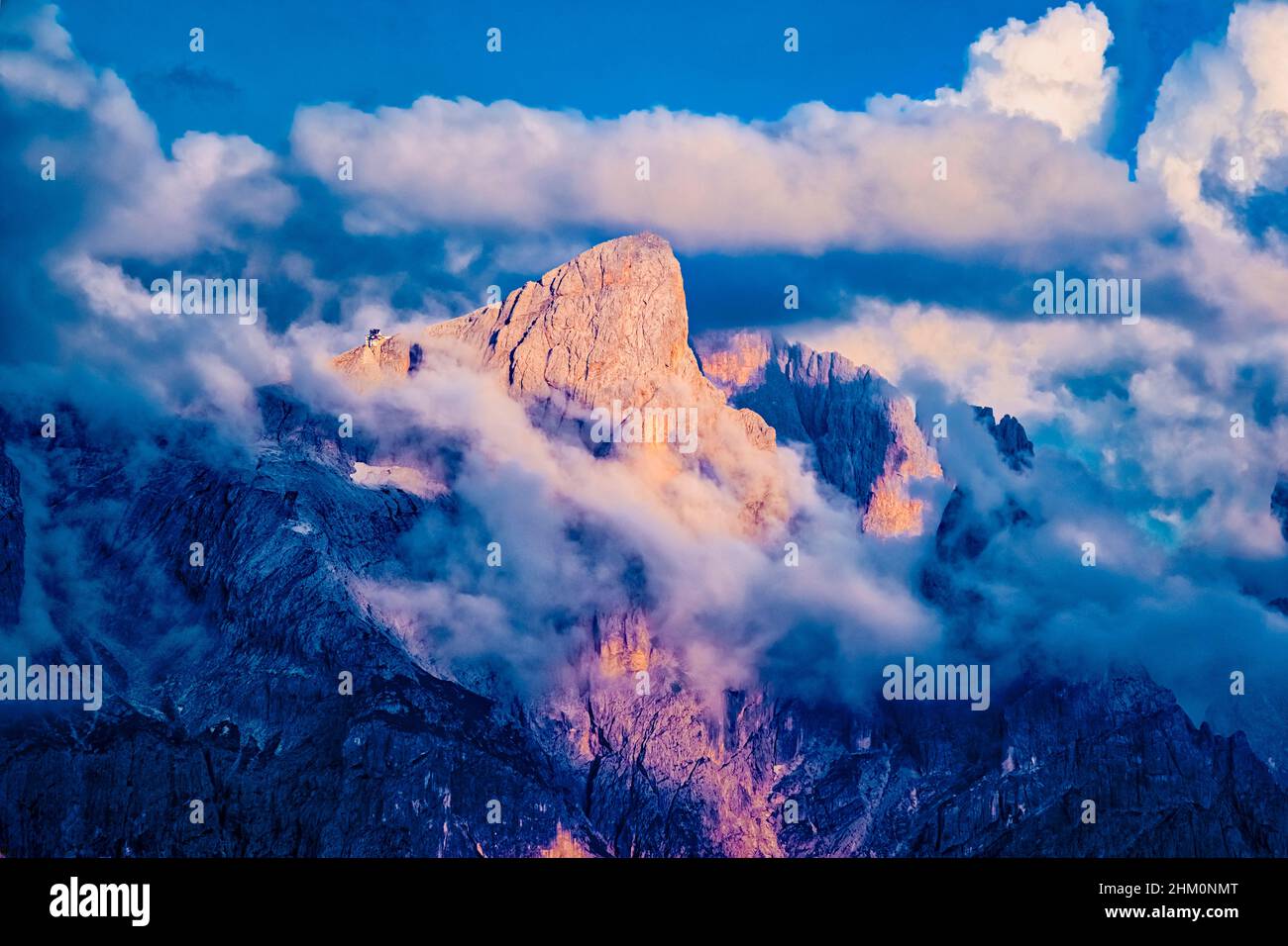 Hill station of the cable car Funivia Rosetta below the Summit of Cima ...